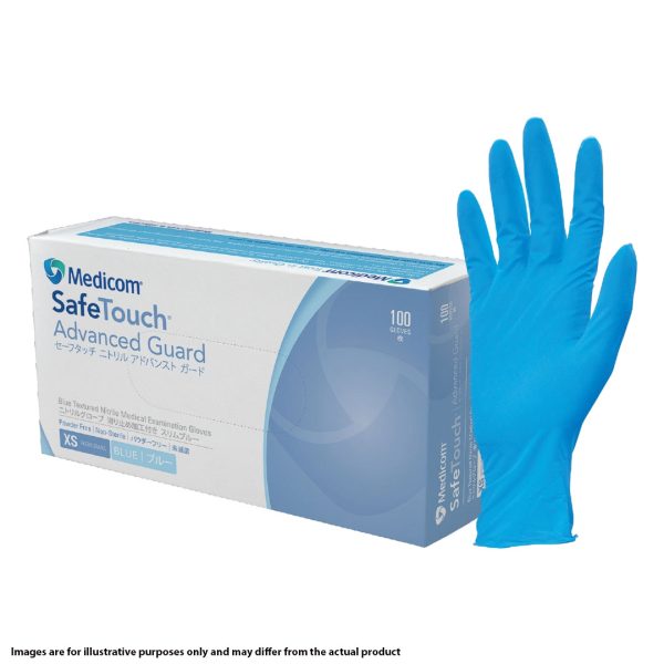 Medicom SafeTouch Advanced Guard Blue Nitrile Powder Free Gloves Extra ...