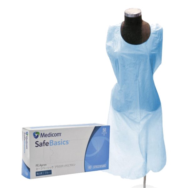 Medicom SafeBasics Disposable Plastic Aprons Blue 71cm x 117cm 50's (20 ...