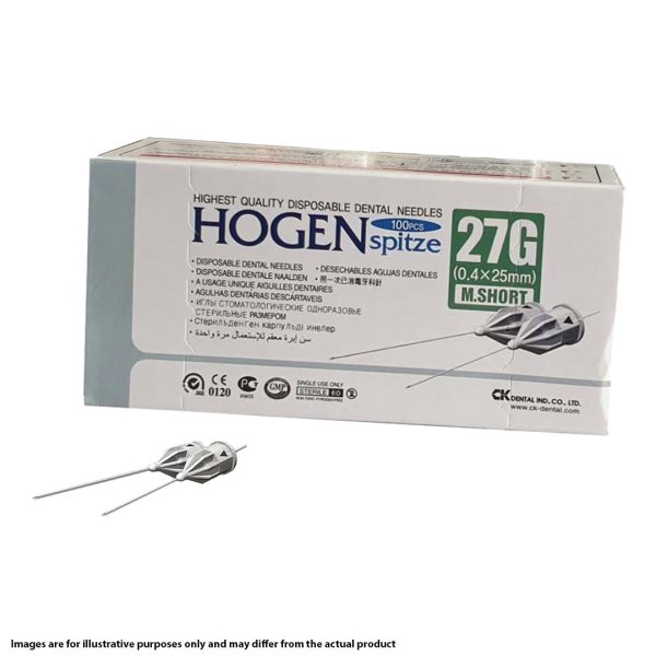 Hogen Spitze Dental Needle 27 Gauge x 25mm Medium Short (100) - Medi-Dent