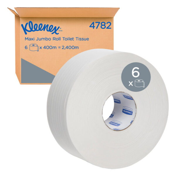 Kimberly-Clark Kleenex Toilet Rolls Maxi Jumbo White 2 Ply 400m Roll (6 ...
